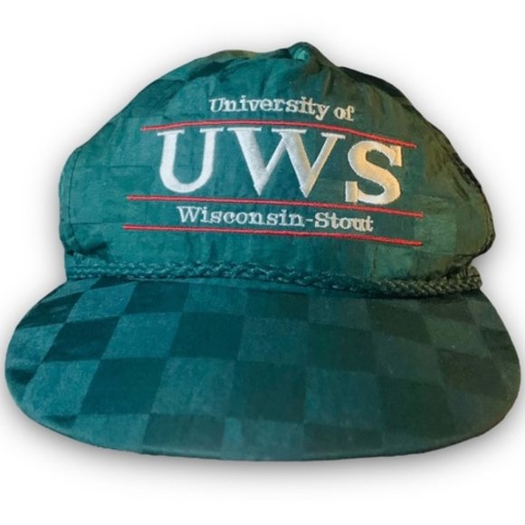 Accessories | Vintage Inverted Green Checkered Hat With Rope Leather ...